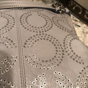 Coach | Bags | Coach Bag Light Grey Leather And Silver | Poshmark
